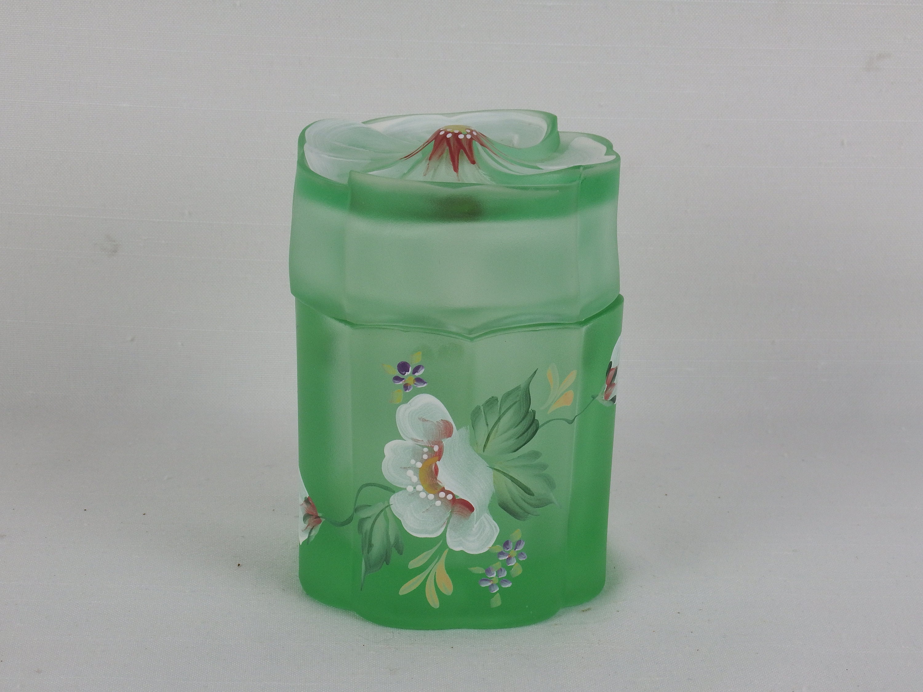 Fenton Art Glass Green Trinket Box With Lid, Jewelry Holder, Frank ...