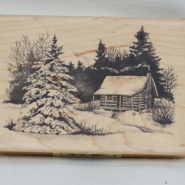 Winter Cabin Stamp - Etsy