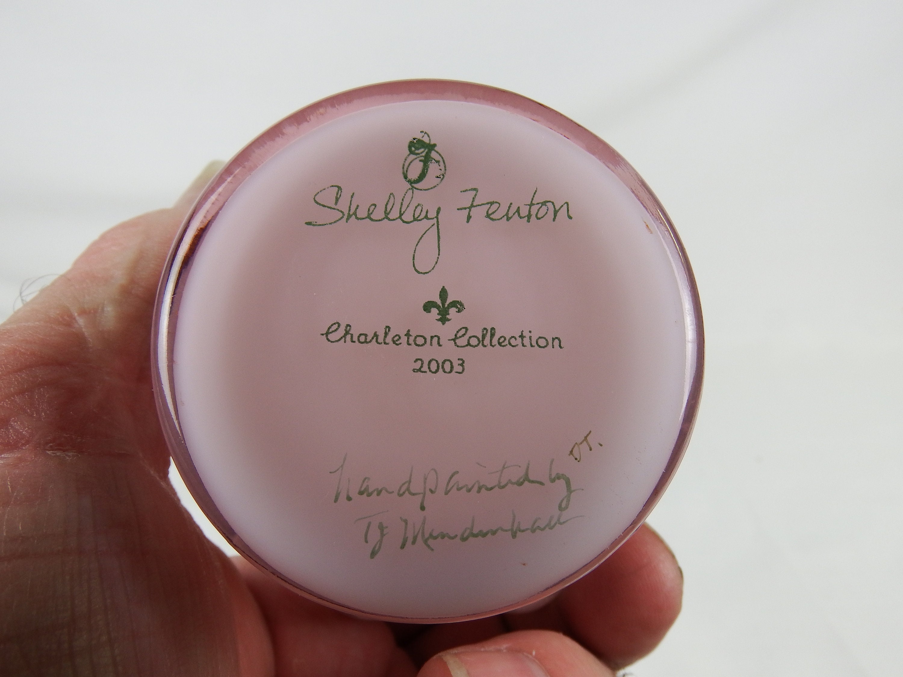 Fenton Art Glass 2003 Charleton Collection Pink Overlay Melon Vase ...