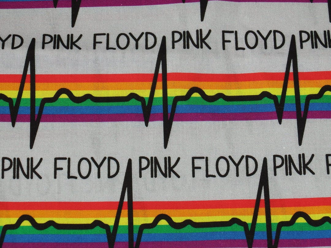 Pink Floyd Pulse Heartbeat on Rainbow Lines Cotton Fabric, Sewing ...