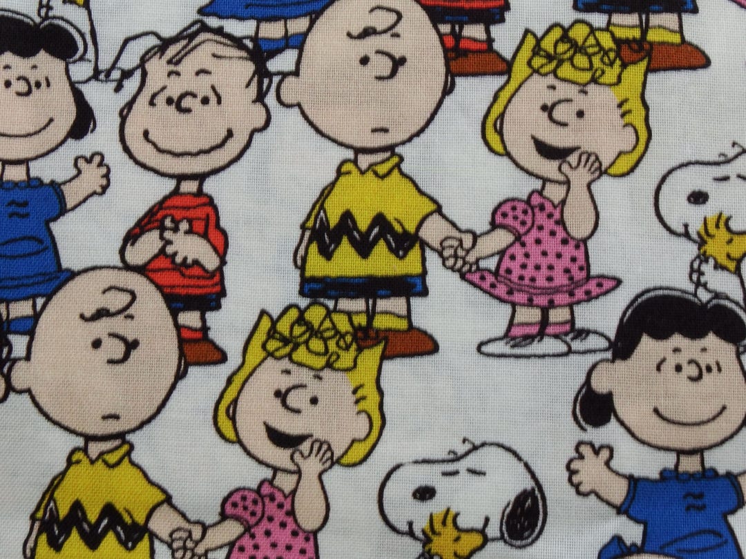 Peanuts Fabric: Charlie Brown & Gang Cotton Material (1/2 Yard) - Etsy