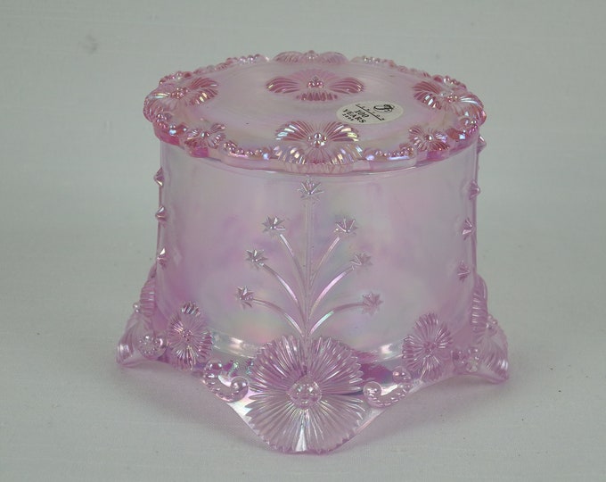 Fenton Art Glass Iridized Empress Rose Trinket Box, Jewelry Holder ...