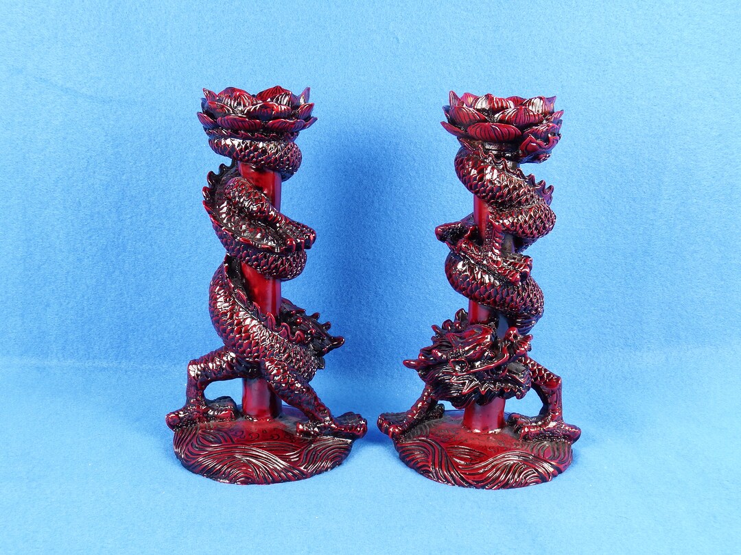 Oriental Dragon Candle Holders, Imported, Asian, Mythical Creatures ...