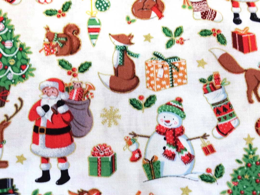 Christmas Cotton Fabric: Santa, Trees, Gifts - Holiday Sewing Projects ...