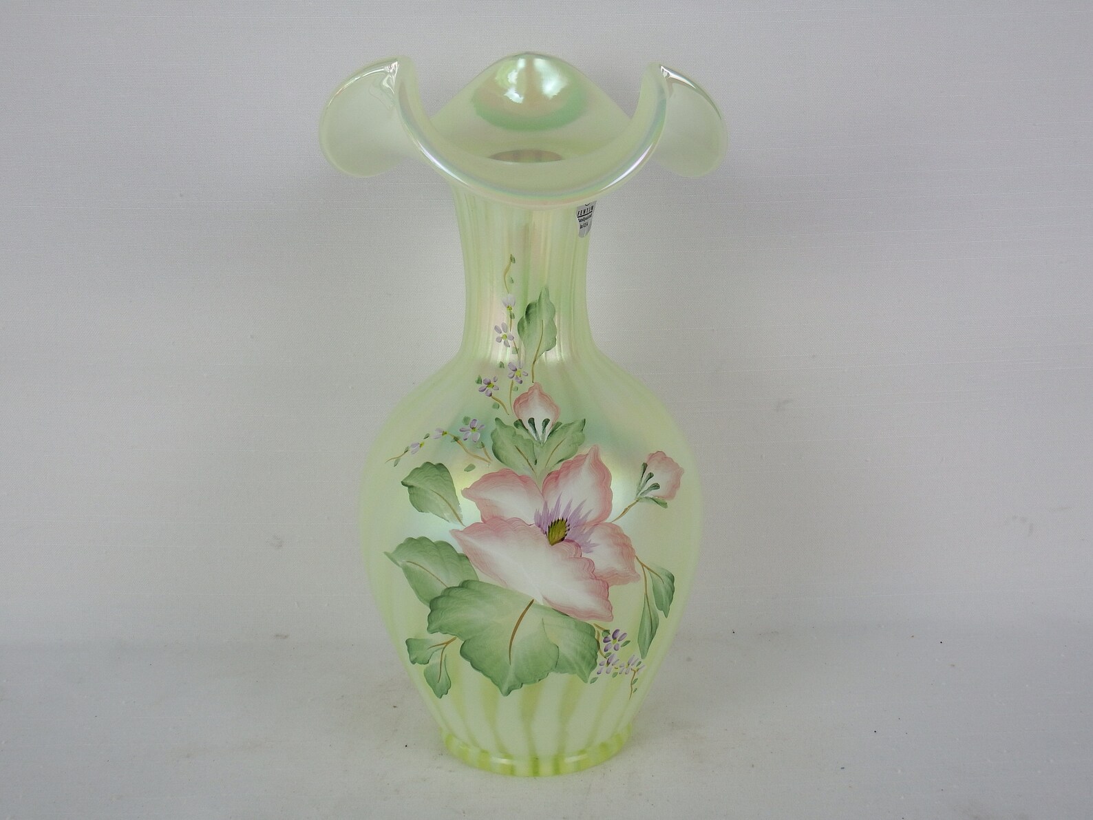 Fenton Art Glass Yellow Topaz Rib Optic Vase Signed by George Fenton ...