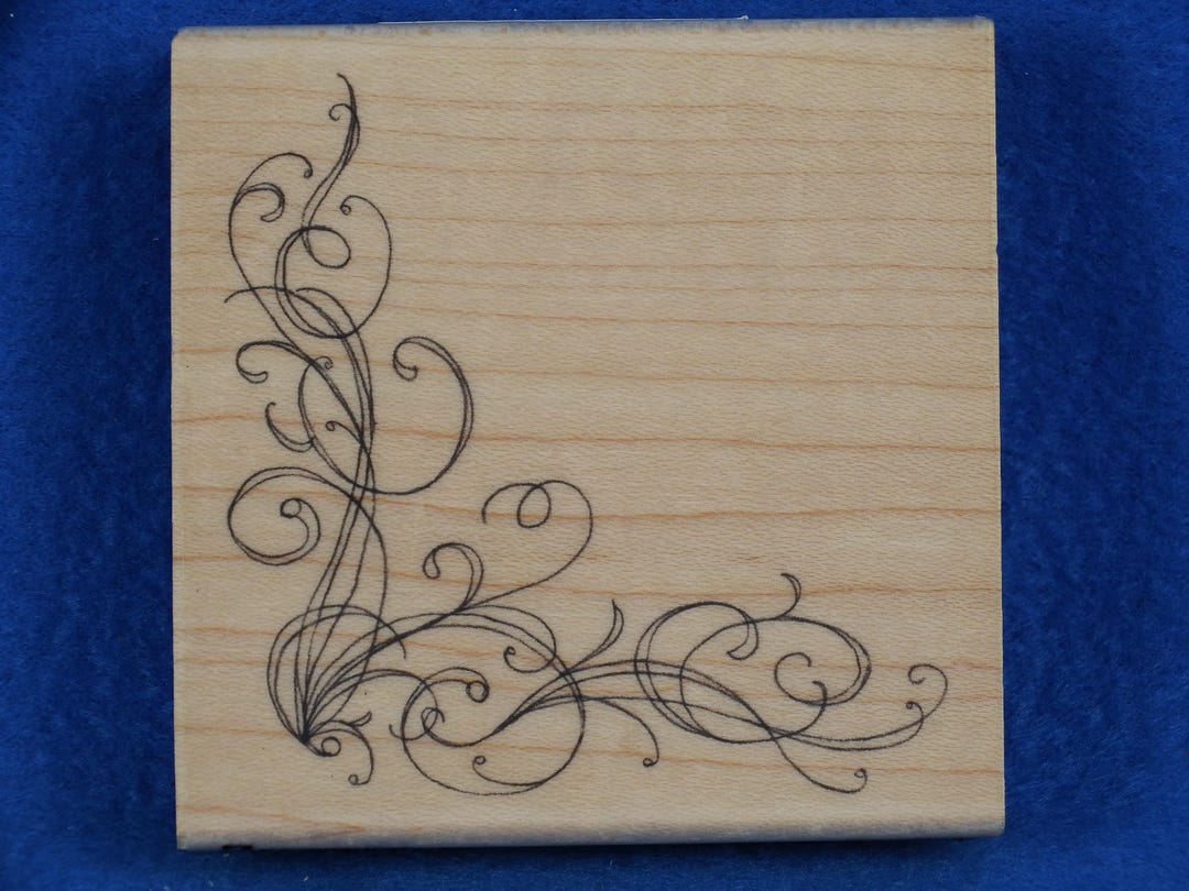 Indinkadoo Scrolled Corner Rubber Stamp, Card Making, Paper Crafting ...