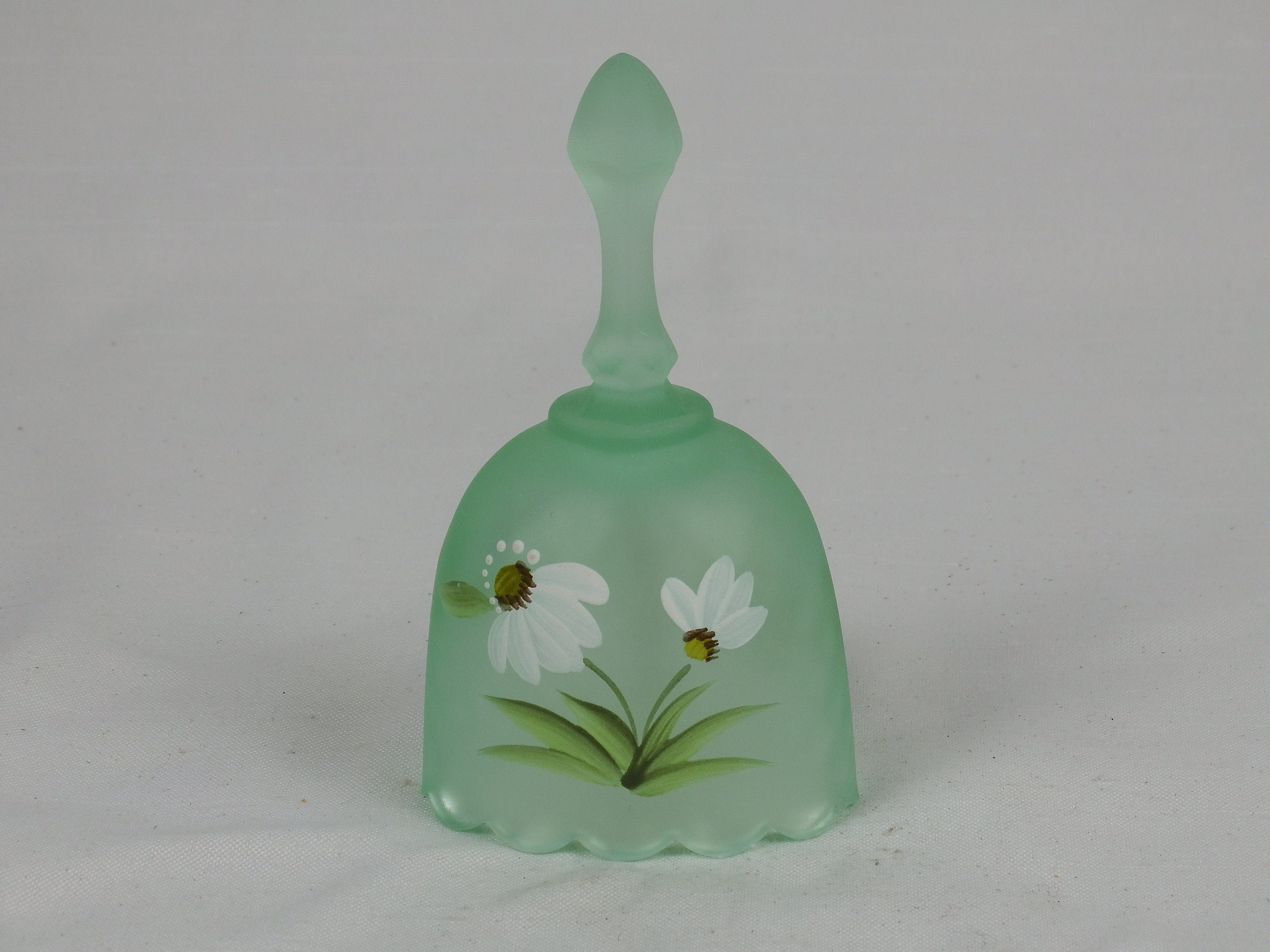 Fenton Art Glass Opaque Green Daisy Mini Bell, Fenton Minis, Fenton ...
