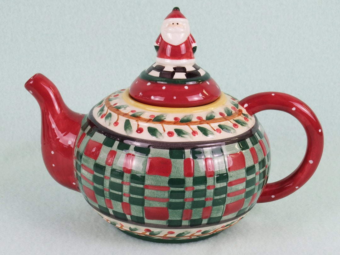 Sakura Hand Painted Santa Claus Teapot, Christmas Tea, Holiday Teapot ...