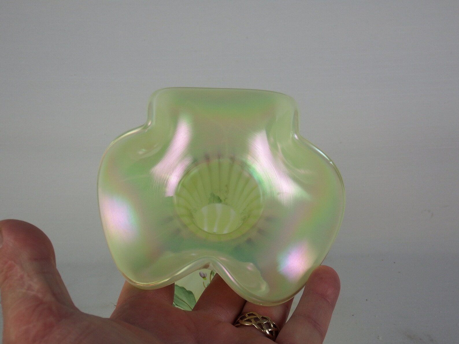 Fenton Art Glass Yellow Topaz Rib Optic Vase Signed by George Fenton ...