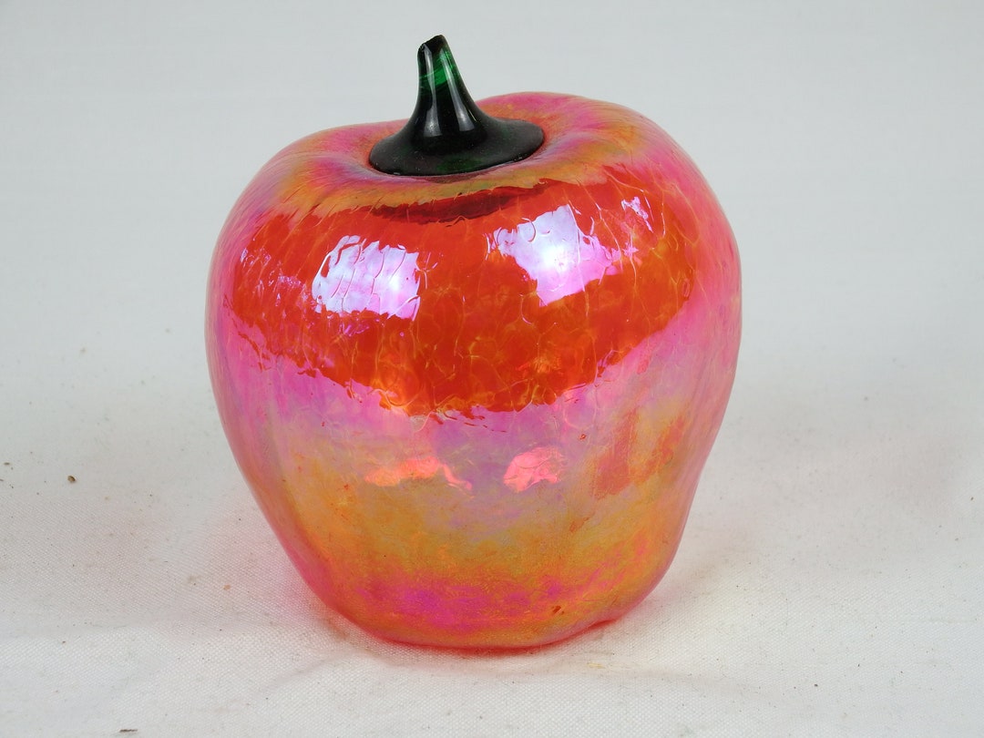 Glass Iridized Red Apple - Etsy