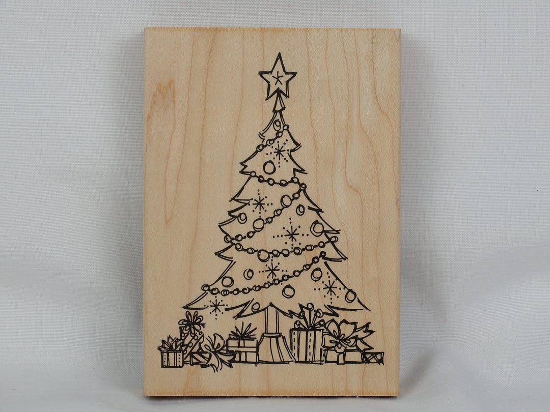 Heather Tree With Gifts Rubber Stamp - Etsy