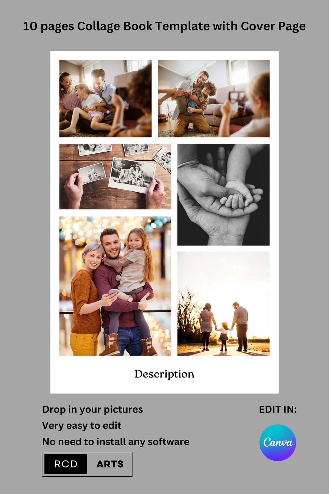 20x30cm (8x12in) | 10 Pages Photo Collage Book Template for School ...