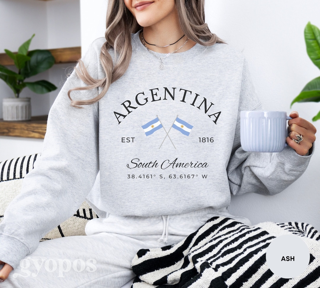 Argentina Cross Flag Pullover Sweatshirt, Argentina Crewneck Shirt ...