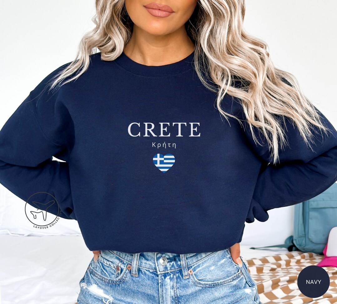 Crete Greece Sweatshirt, Greece Flag Crewneck Shirt, Greek Aesthetic ...