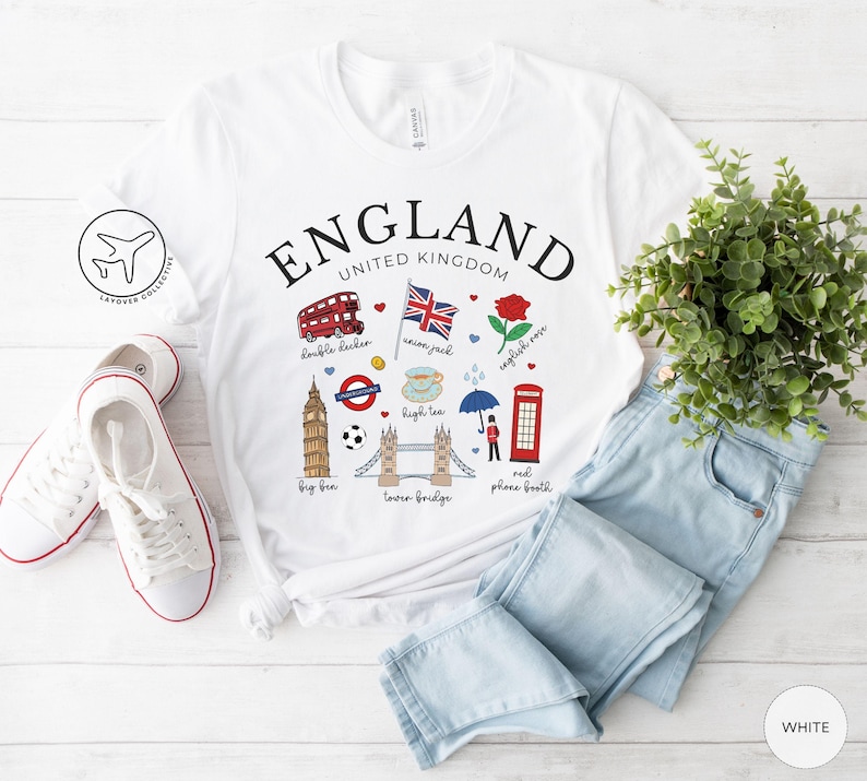 England Doodle T-shirt, British Travel Souvenir Tee, Unisex - Etsy UK