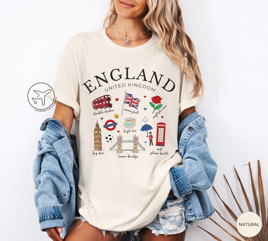 England Doodle T-shirt, British Travel Souvenir Tee, Unisex - Etsy UK
