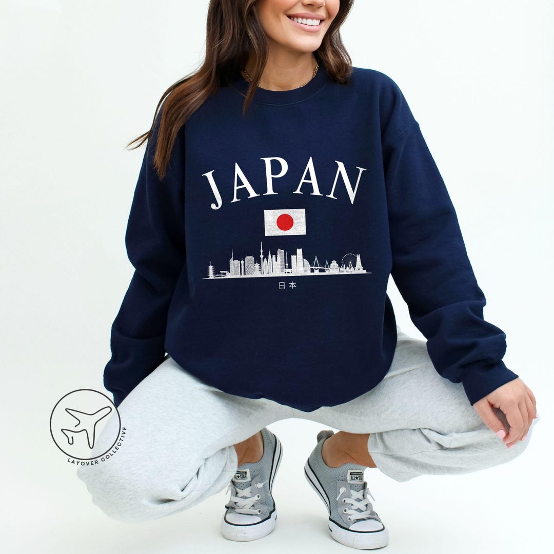 Japan Skyline Sweatshirt, Japanese Flag Pullover, Tokyo Sweater - Etsy