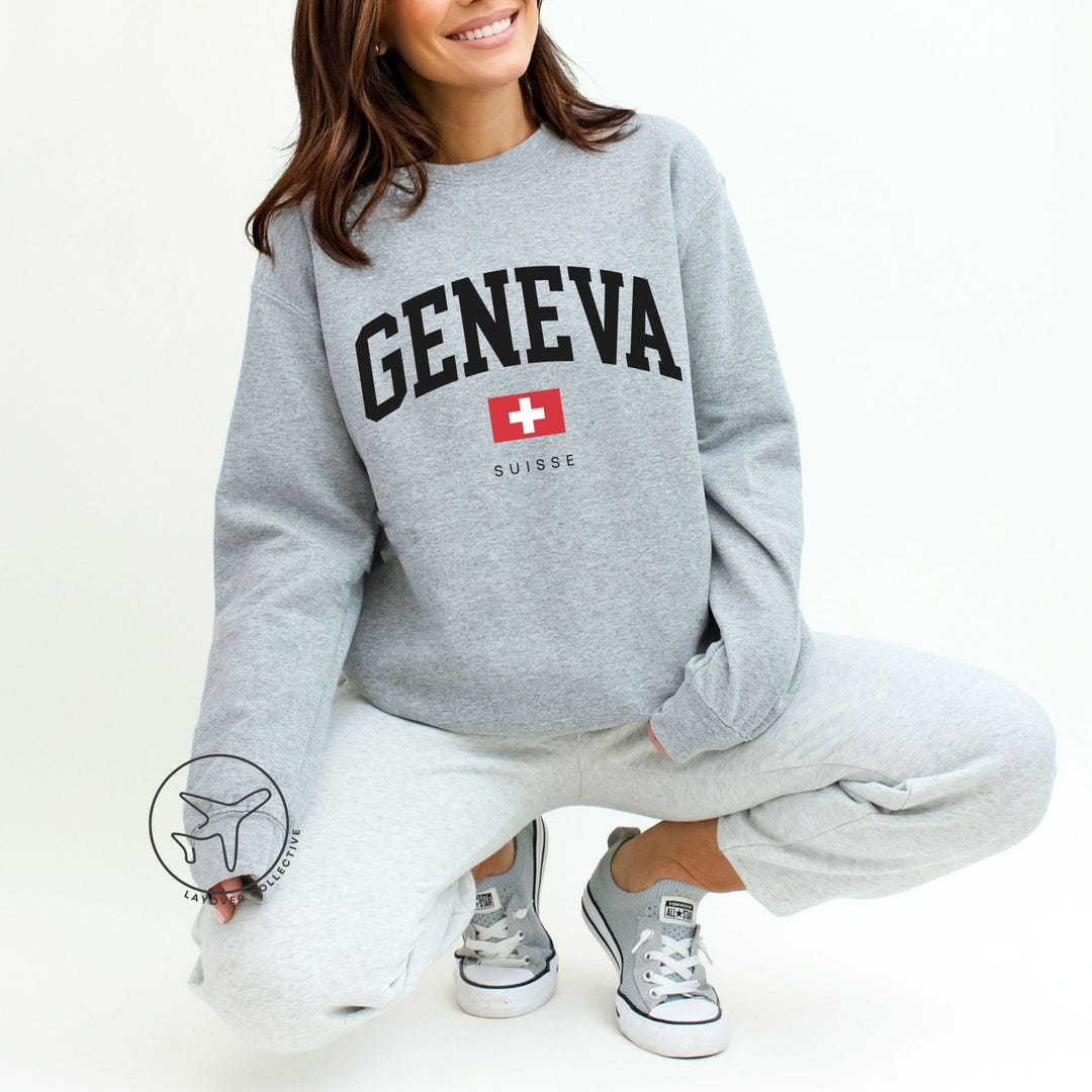 Geneva Switzerland Sweatshirt, Swiss Flag Crewneck Pullover - Etsy