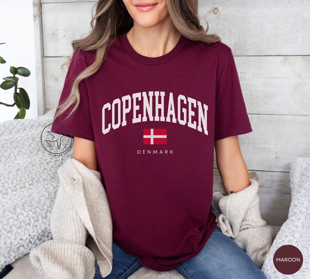 Copenhagen Denmark T-shirt, Danish Flag Graphic Tee, Scandinavia Travel ...