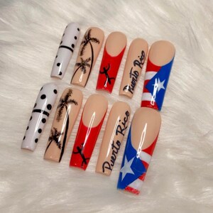 Puerto Rico Inspired Acrylic Press Ons - Etsy