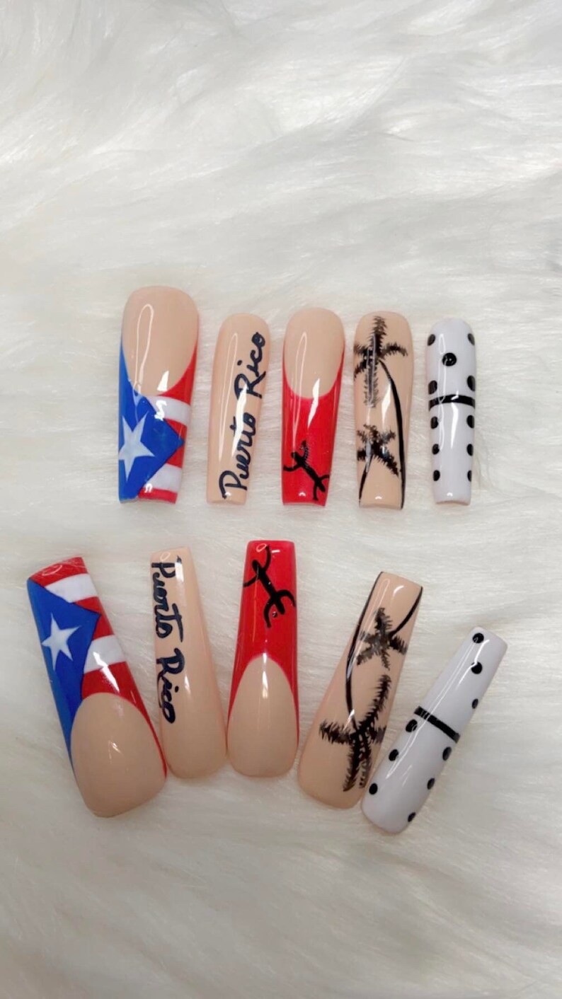 Puerto Rico Inspired Acrylic Press Ons - Etsy