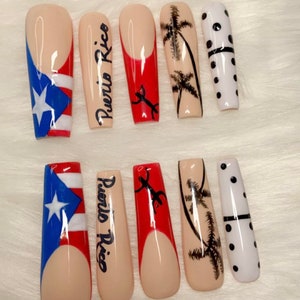 Puerto Rico Inspired Acrylic Press Ons - Etsy