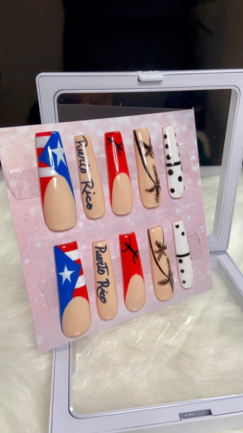 Puerto Rico Inspired Acrylic Press Ons - Etsy
