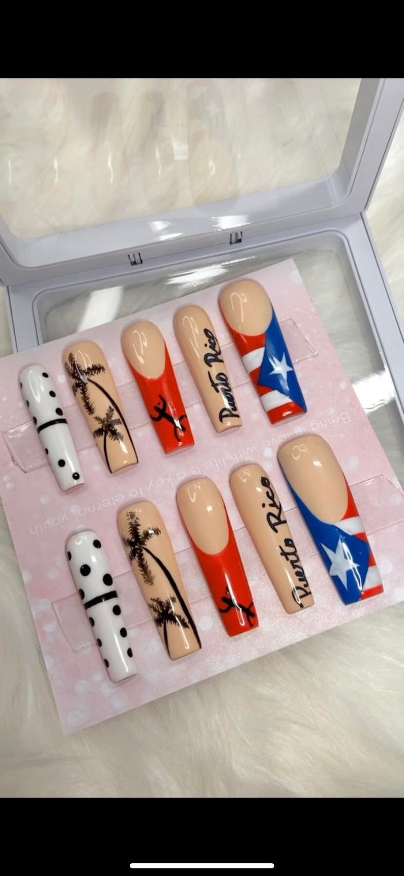 Puerto Rico Inspired Acrylic Press Ons - Etsy