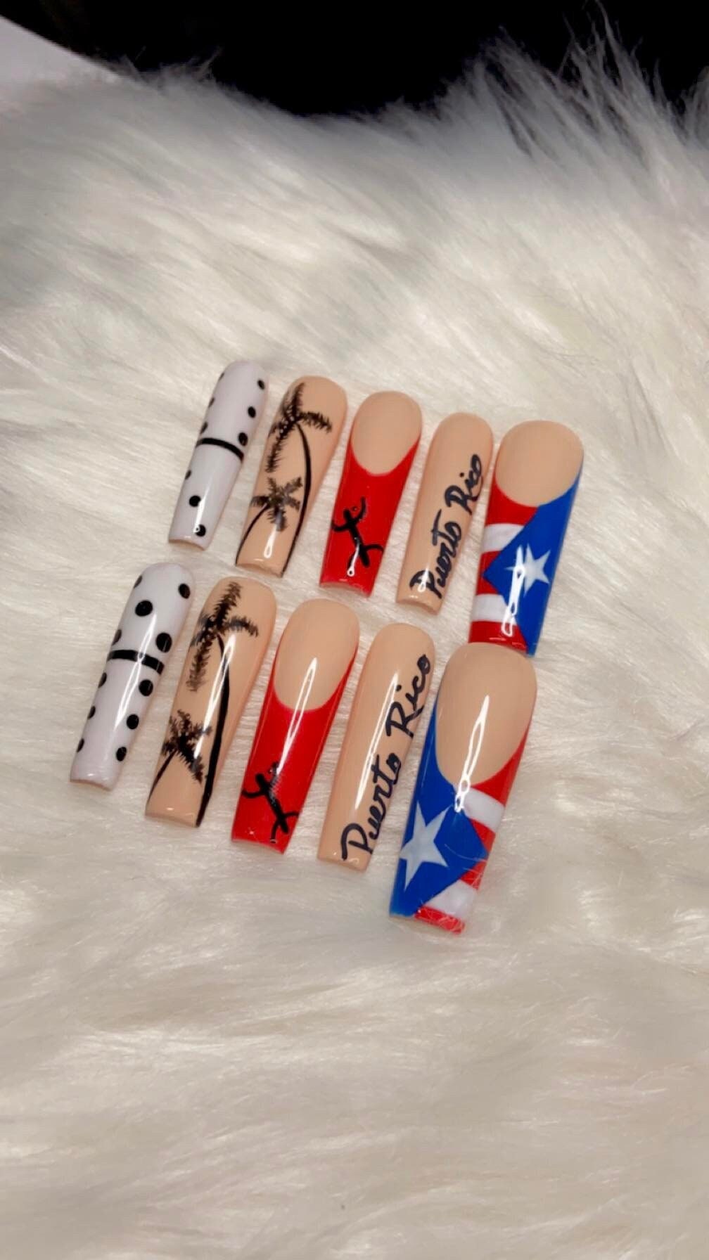 Puerto Rico Inspired Acrylic Press Ons - Etsy