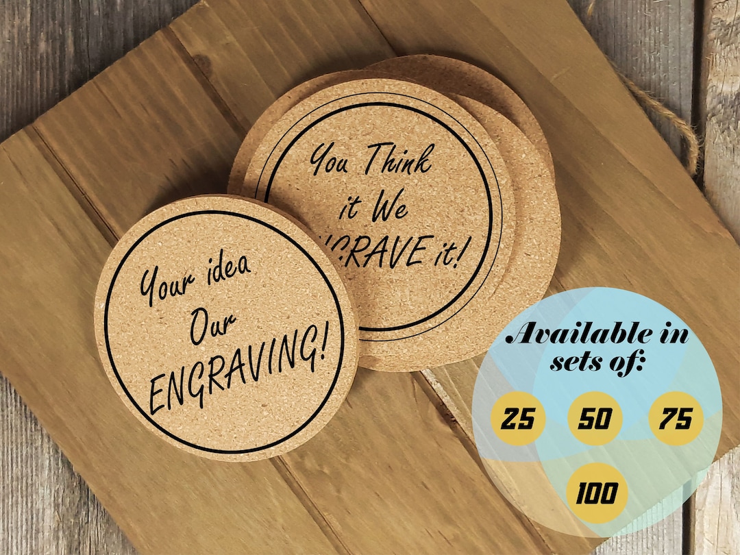 Custom Engraved Cork Coasters Any Logo Personalized Any Text ...