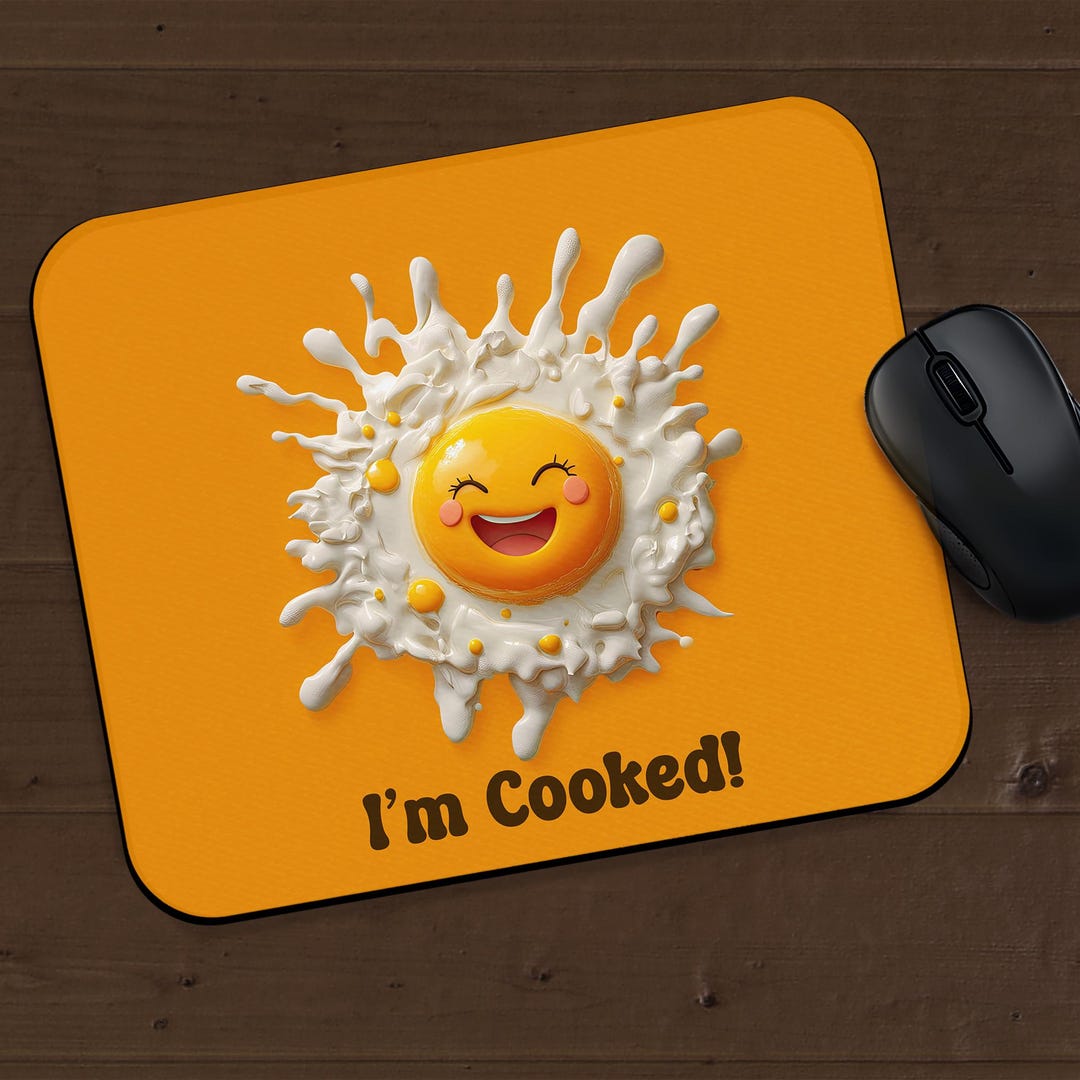 Funny Fried Egg Mouse Pad – Cute Food Desk Mat, Gamer Gift, Office ...