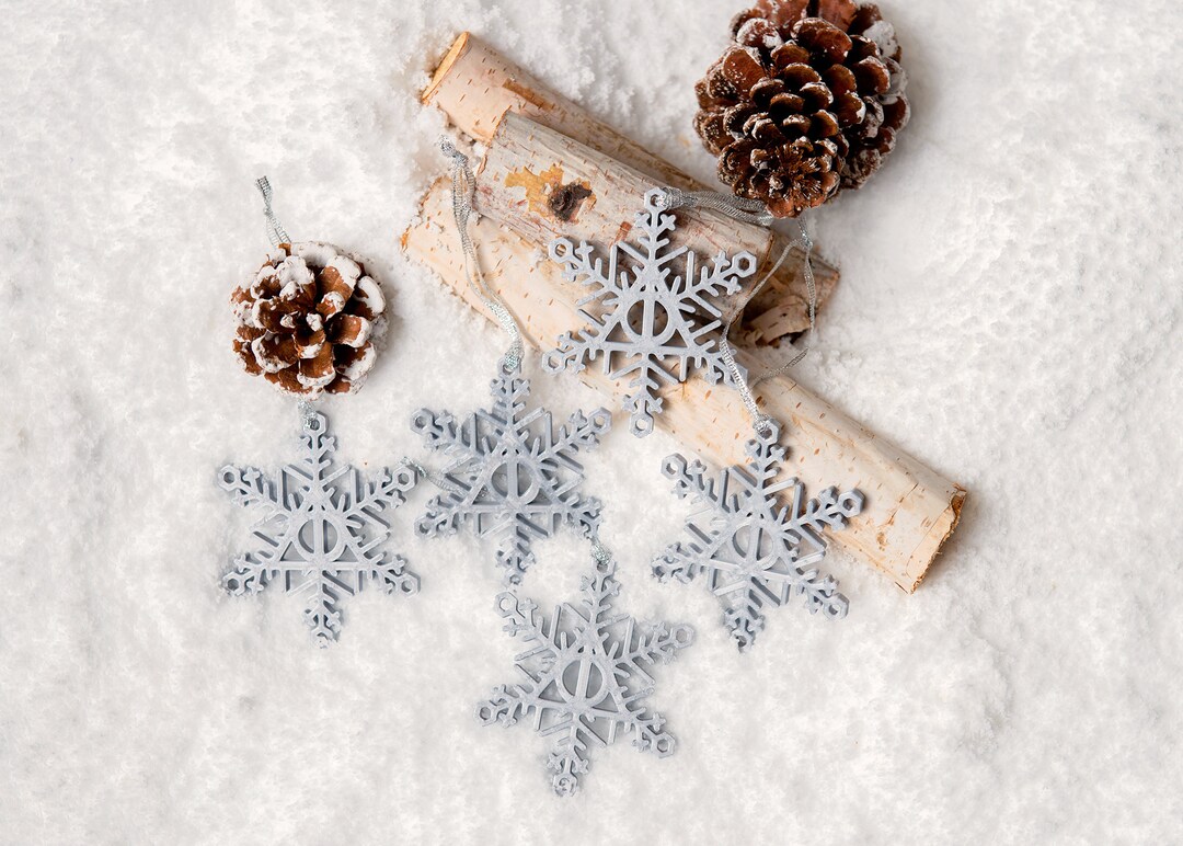 Set of 5 Deathly Hallows Wizard Snowflake Ornament, Harry Potter ...