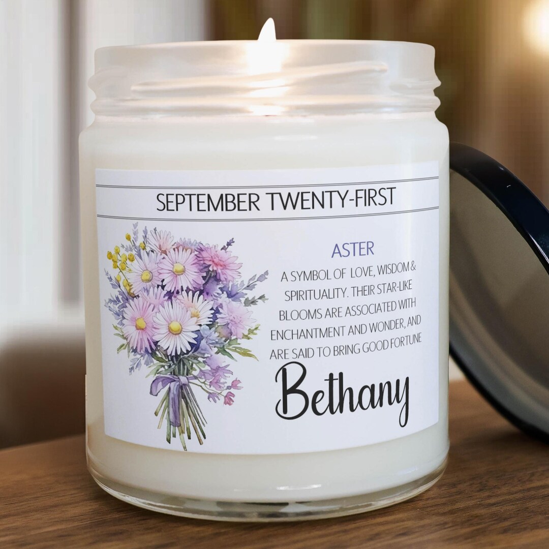 Personalized Birth Flower, Birthdate Candle, Custom Birth Month Flower ...