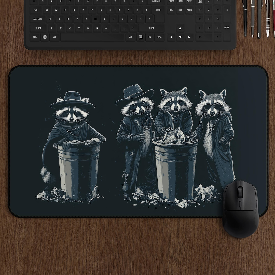 Raccoon Gang Mousepad | Funny Trash Panda Computer Gaming Desk Mat ...