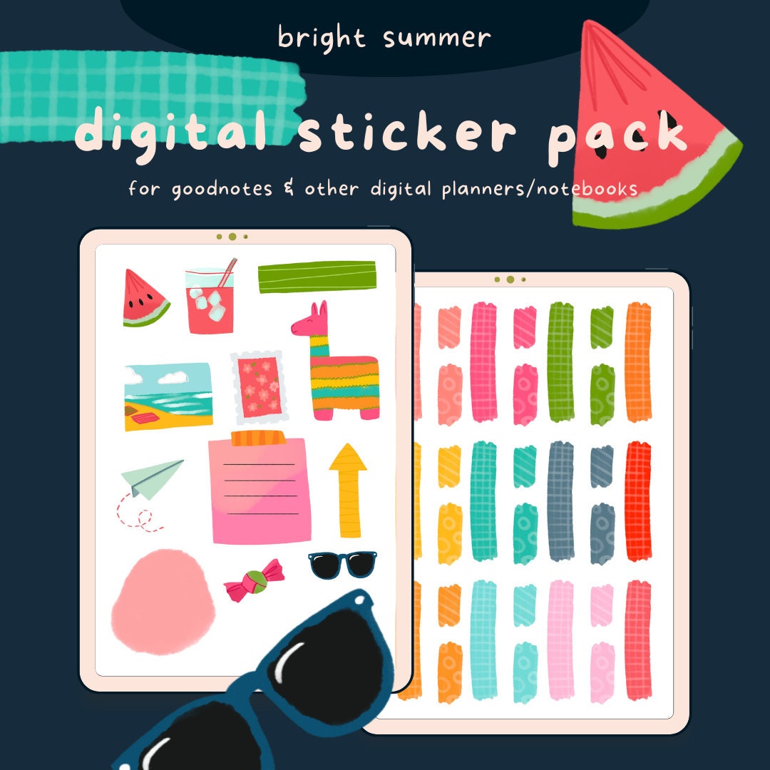 Bright Summer Digital Planner Journal Stickers - Etsy