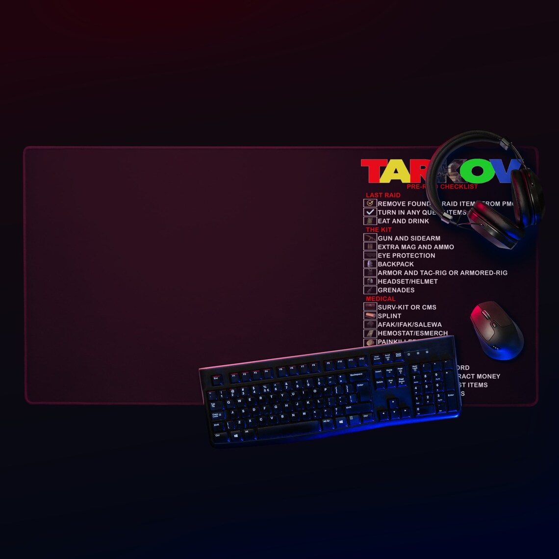 Tarkov Pre-raid Checklist Gaming Mouse Pad - Etsy Tarkov Pre-raid Checklist Gaming Mouse Pad - Etsy
