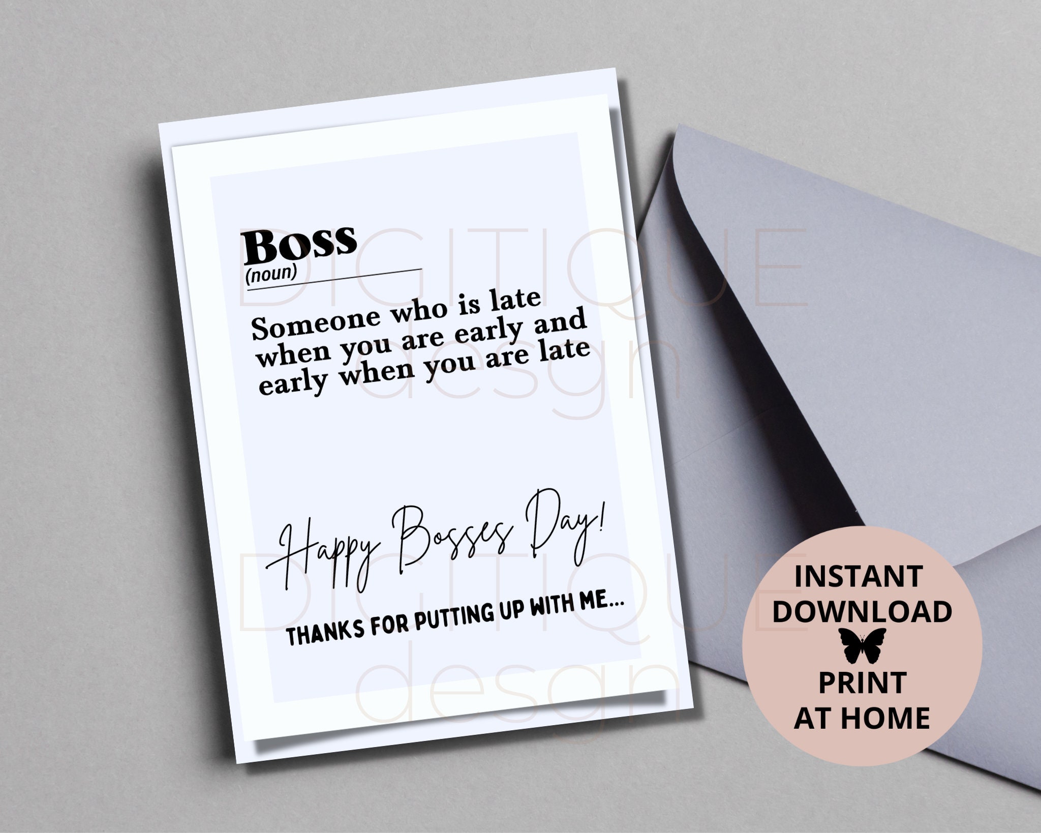 Bosses Day Card, Boss Definition Digital Card, Late Employee, Funny ...