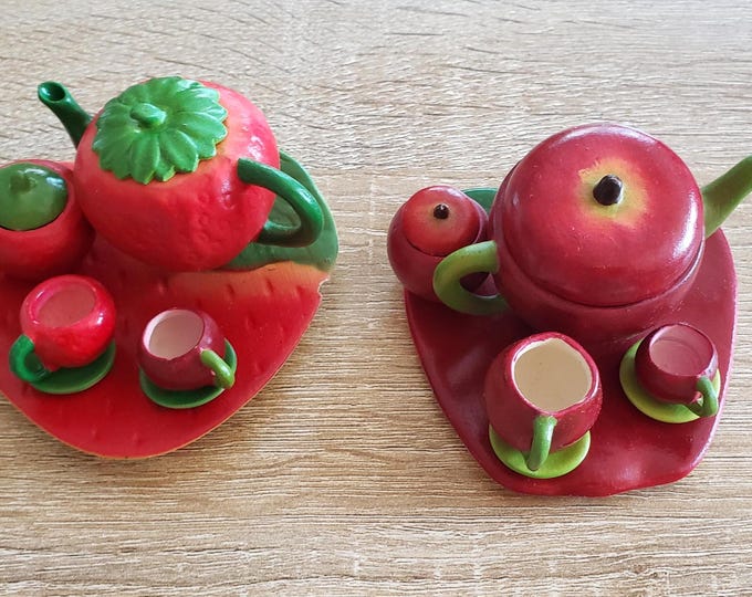 Strawberry and Apple Mini Tea Sets - Etsy