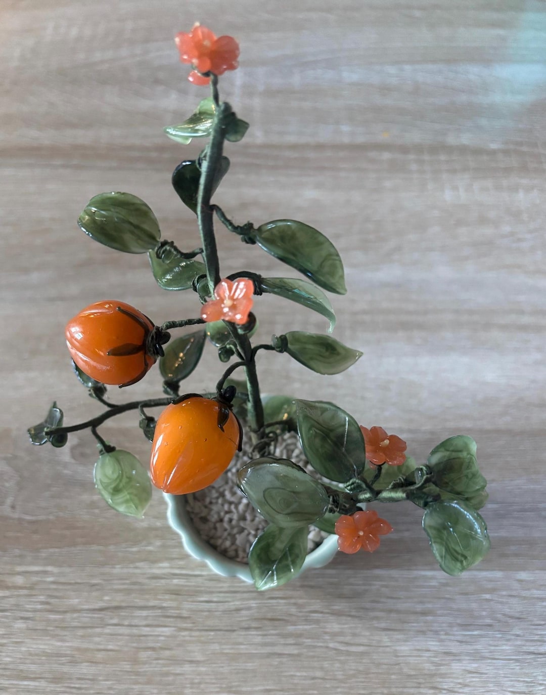 Vintage Chinese Jade Tree With Flowers and Fruits - Etsy