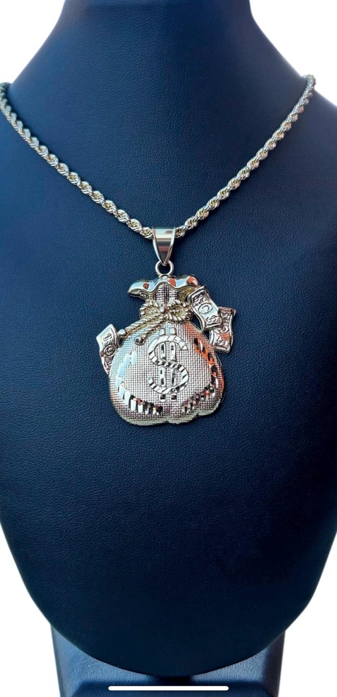 10k Lucky Money Bag Diamond Cut A Symbol of Prosperity Pendant Solid ...