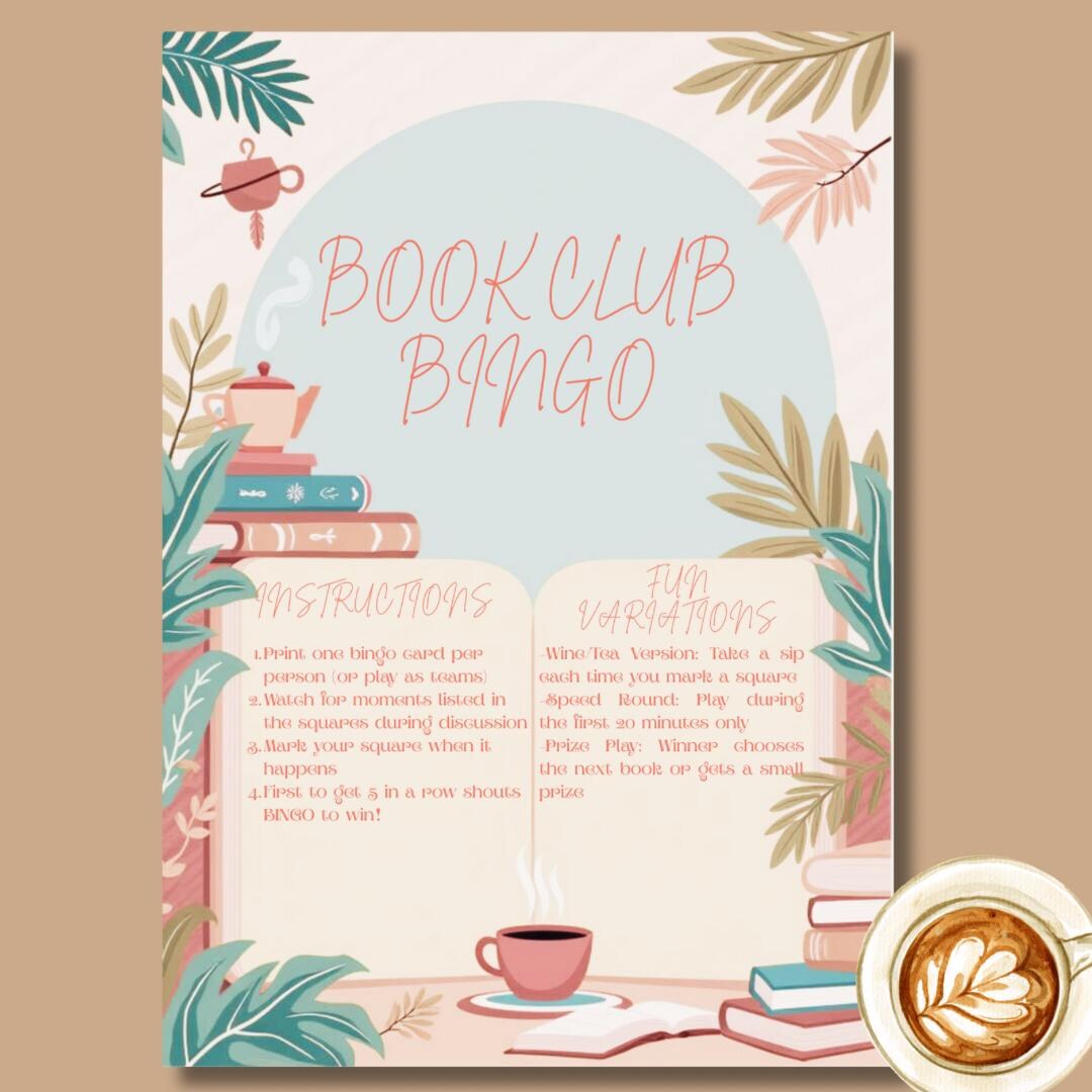 Book Club Bingo Game: 4 Unique Printable Cards (instant Download) - Etsy