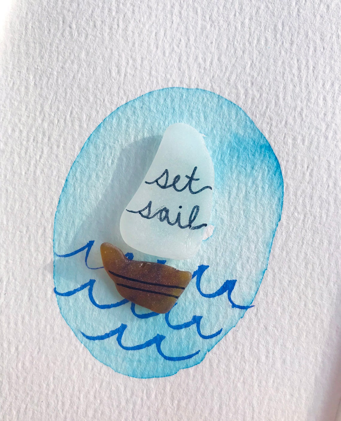 Sailboat Sea Glass Art Coastal Art Home Decor Sailboat Artwork Coastal ...