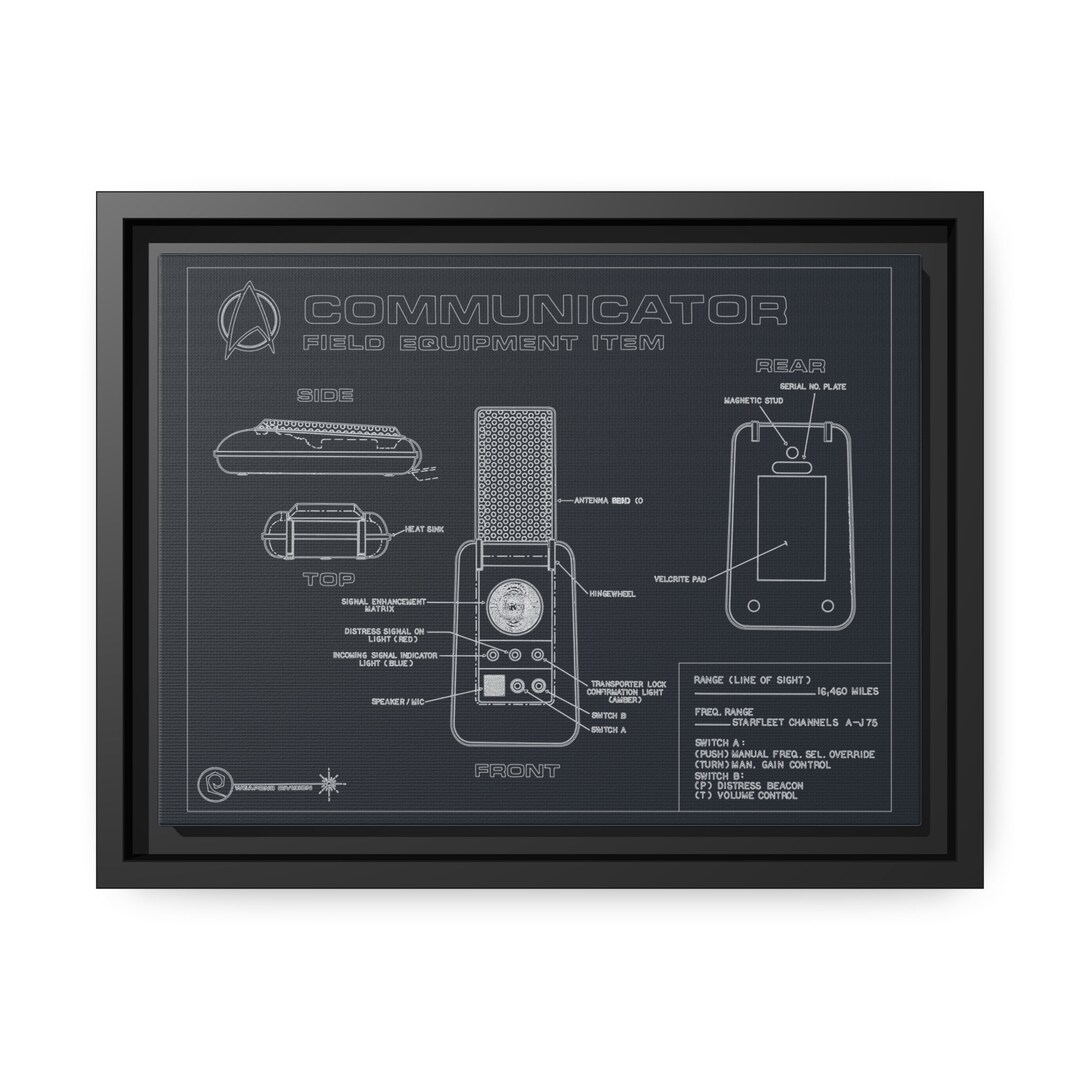 Star Trek TOS Communicator Blueprint Matte Canvas, Black Frame - Etsy