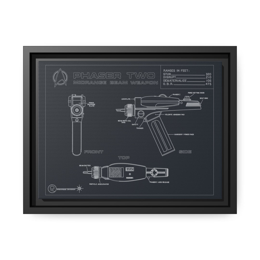 Star Trek TOS Phaser Two Blueprint Matte Canvas, Black Frame - Etsy