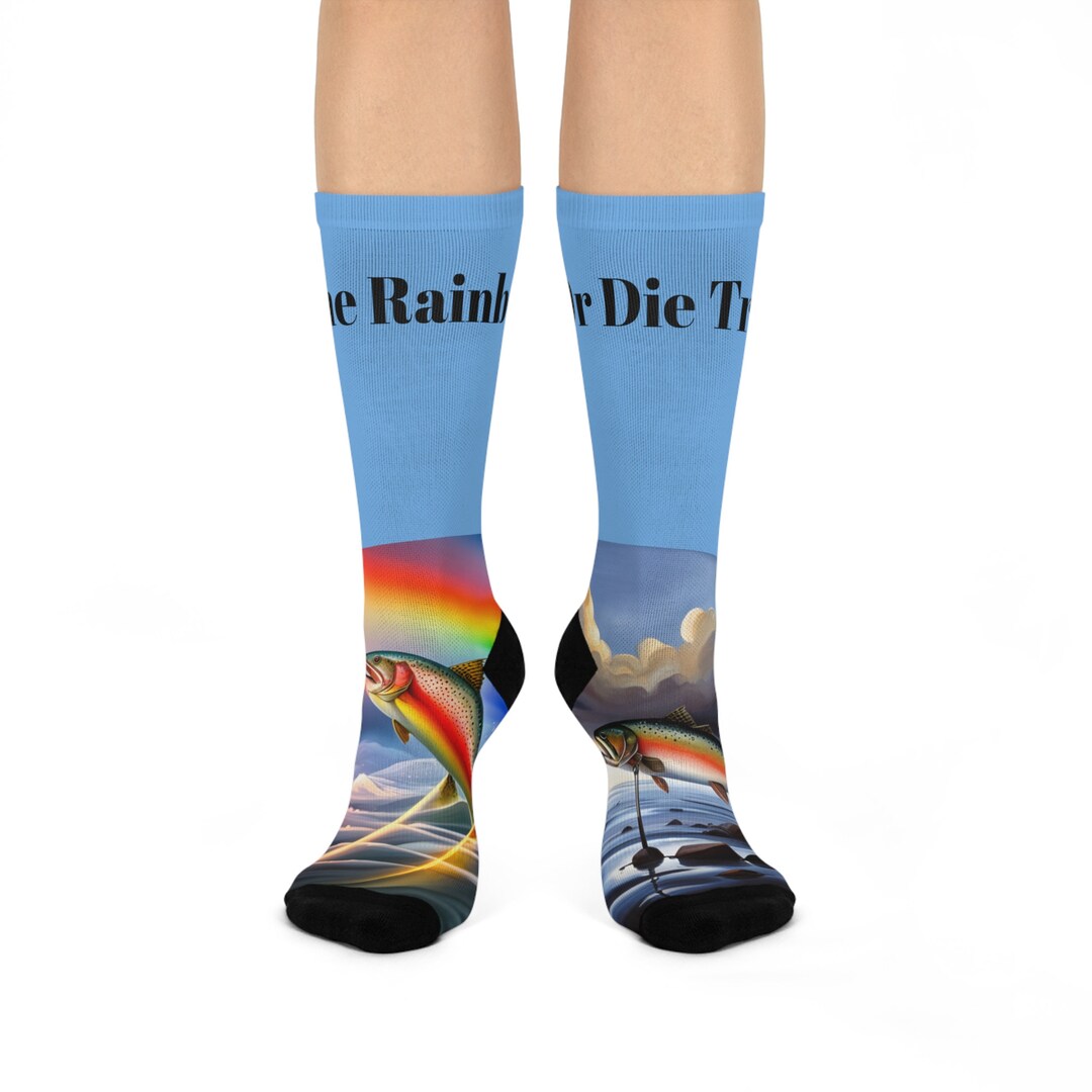 Ride the Rainbow "trout" Crew Socks - Etsy