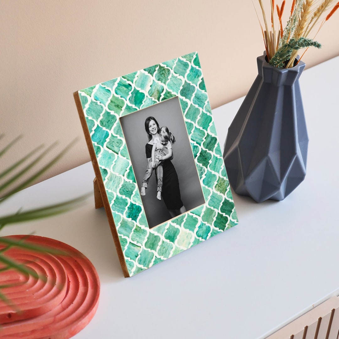 4x6 Photo Frames Moroccan Pattern Picture Frames Green - Etsy
