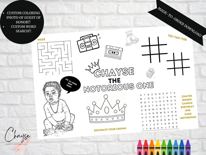 Custom Wild One Activity Mat I Table Cloth I Coloring Page I - Etsy