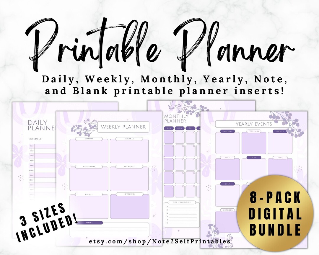 Cute Floral Pastel Lavender Planner Inserts - Etsy