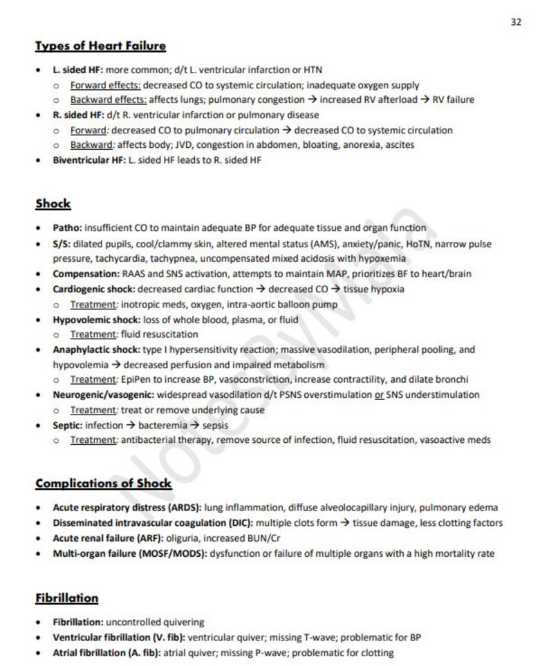Pathophysiology Class Notes for Nursing Students From an RN Complete ...