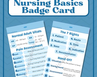 Nursing Basics Badge Card for Nurses and Students (red) - Printable ...